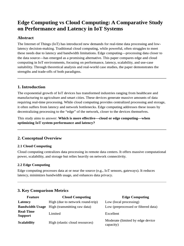 Edge Computing Vs Cloud Computing: A Comparative Study On Performance ...