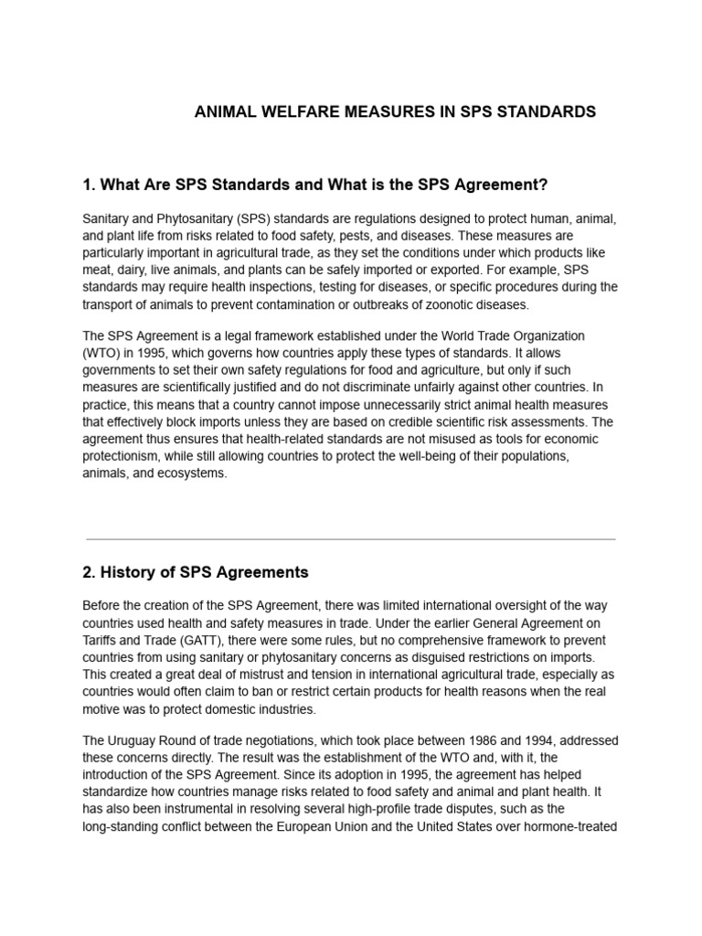 Animal Welfare Measures in SPS Standards | PDF | World Trade ...