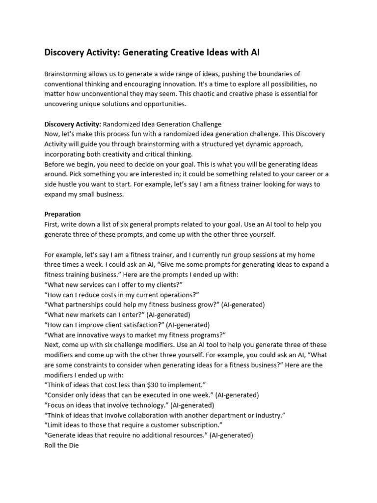 Brainstorming Ideas with AI Tools | PDF | Brainstorming | Human ...