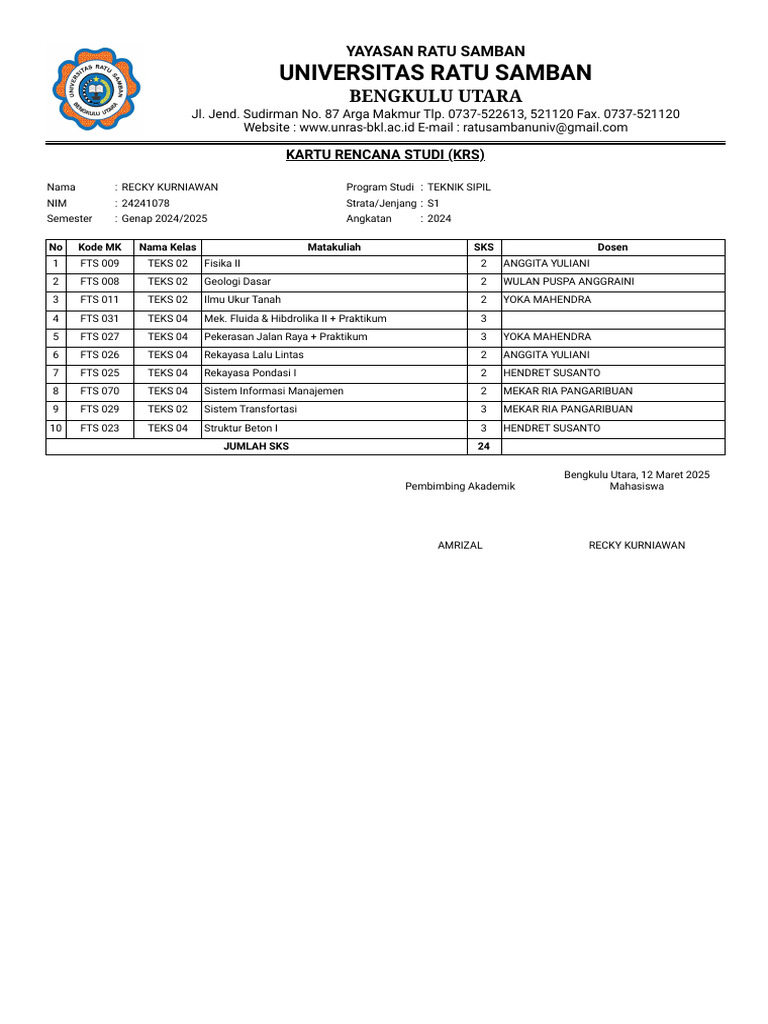 Cetak Kartu Rencana Studi - Portal Akademik | PDF