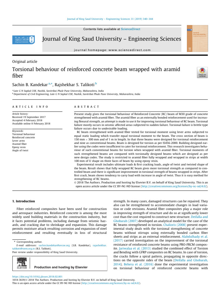 Torsional Strength of Aramid-Wrapped Beams | PDF | Beam (Structure ...
