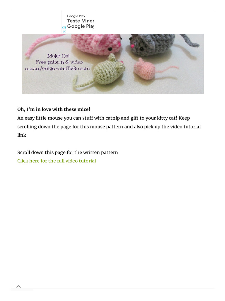 Amigurumi Catnip Mouse Free Pattern | PDF | Sewing | Amigurumi