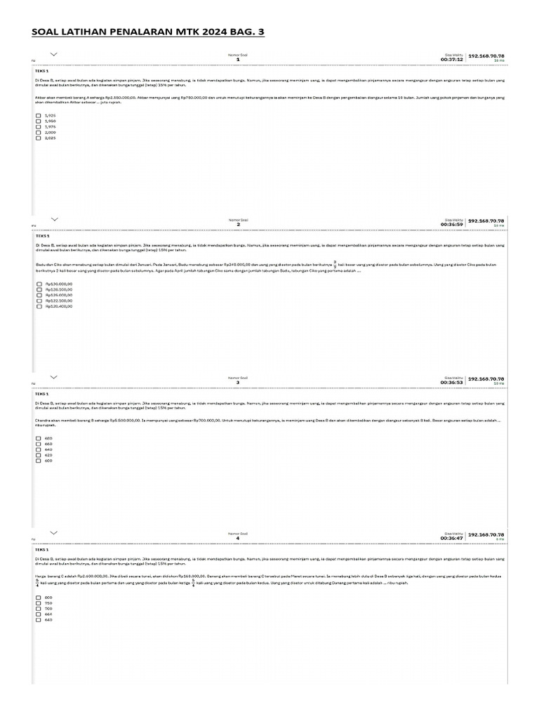 Soal Latihan Penalaran MTK 2024 Bag. 3 | PDF