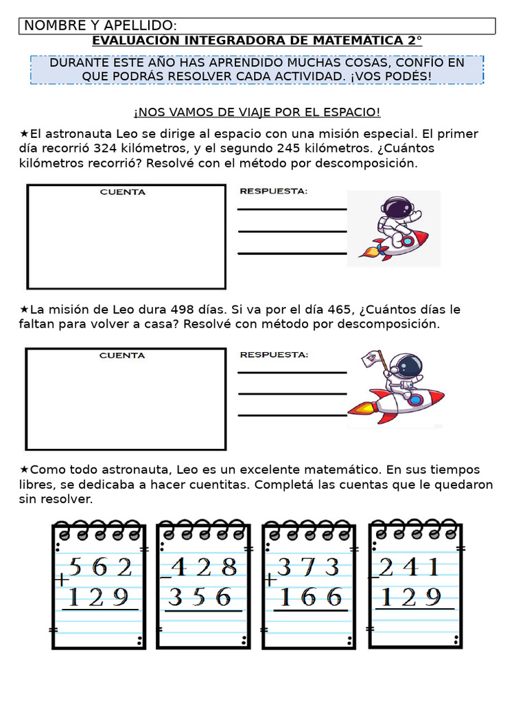 Eval Integradora de Mate 2do | PDF