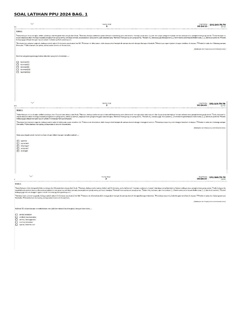 Soal Latihan Ppu 2024 Bag. 1 | PDF