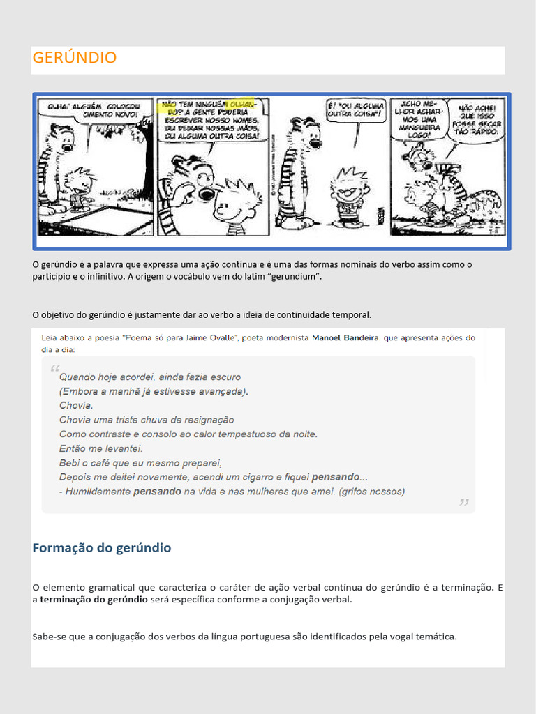 GERÚNDIO e Presente Contínuo | PDF | Famílias linguísticas | Linguística