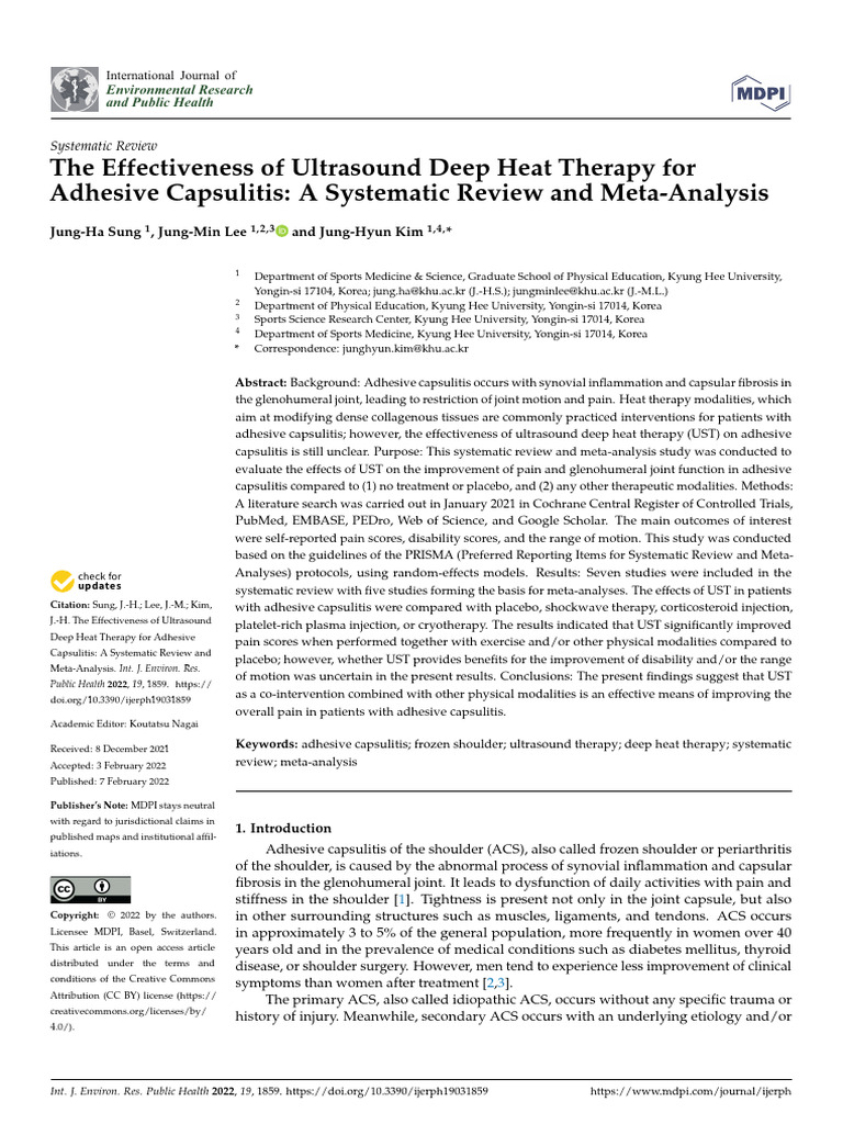 Sung J 2022 The Effectiveness of Ultrasound Deep Heat Therapy For ...