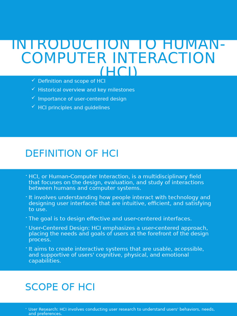 Introduction To Human-Computer Interaction (HCI) | PDF | Human–Computer Interaction | Usability