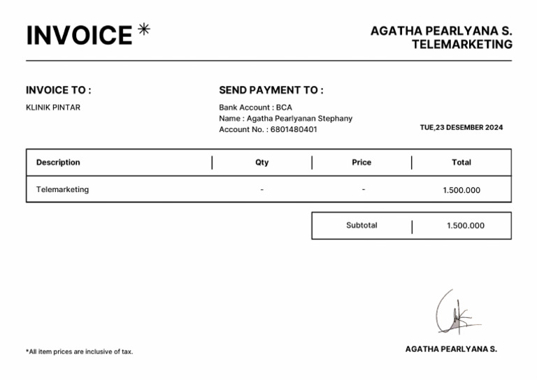 Black and White Monochrome Landscape Business Invoice | PDF