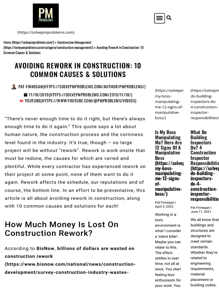 Avoiding Rework in Construction 10 Common Causes | PDF | Enron ...