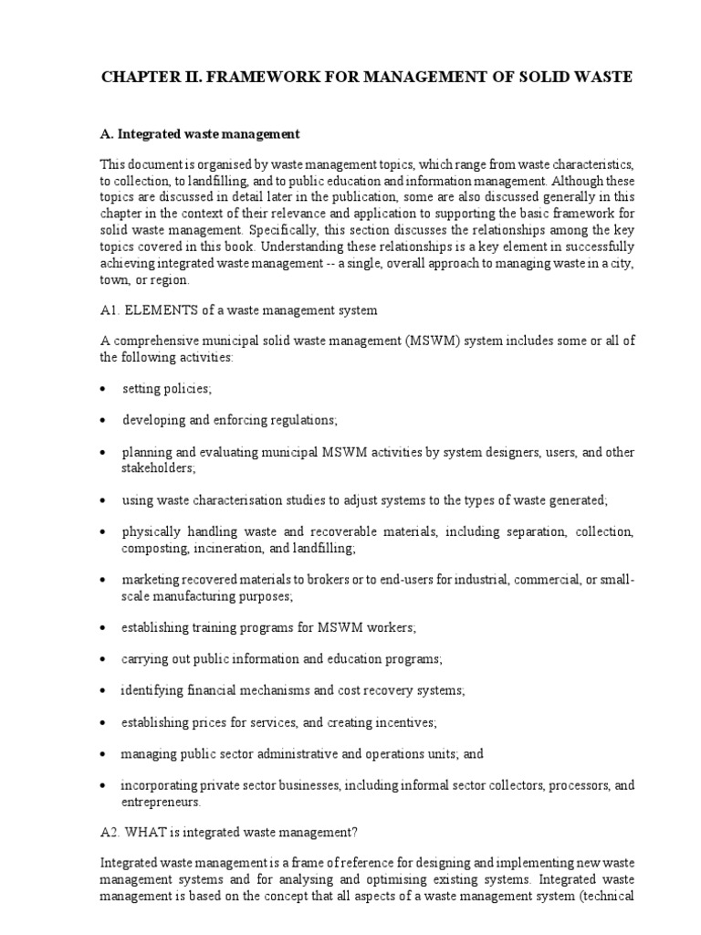 Integrated Solid Waste Management Framework | PDF | Waste Management ...