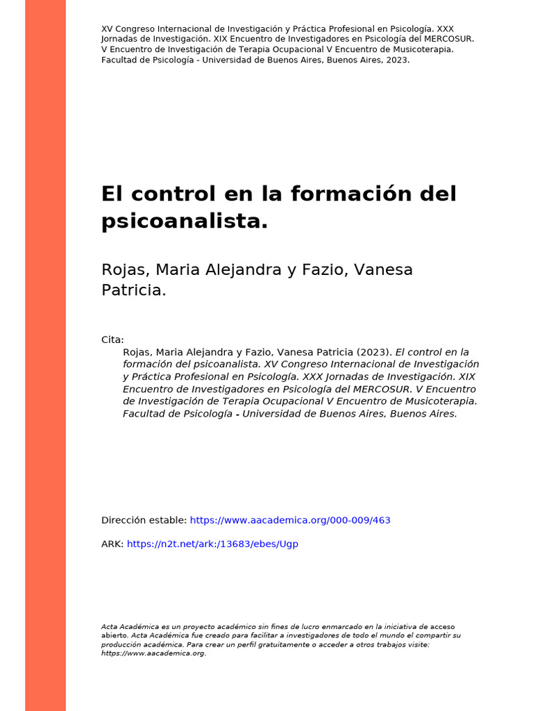 Rojas, Maria Alejandra y Fazio, Vane (... ) (2023) - El Control en La Formación Del ...