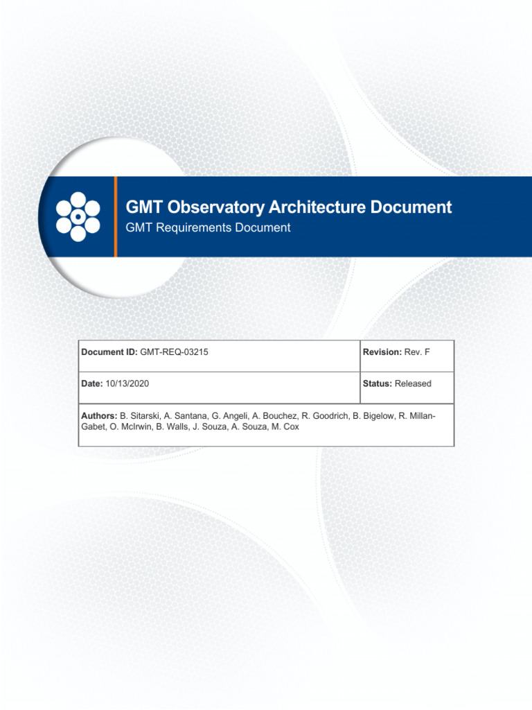 GMT Observatory Architecture Requirements | PDF | Optics ...