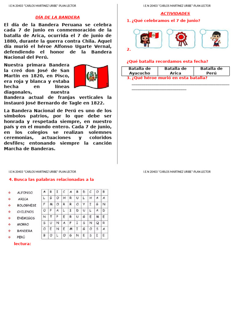 Plan Lector - Día de La Bandera | PDF