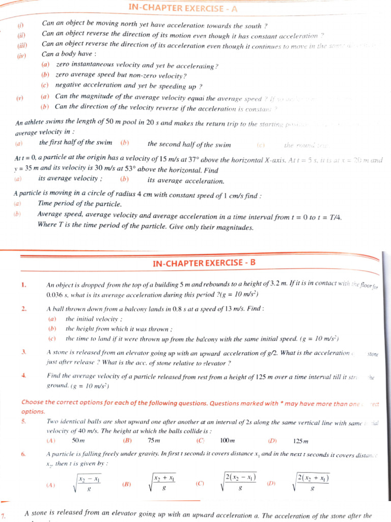 Kinematics Exercises and Problems | PDF | Acceleration | Velocity