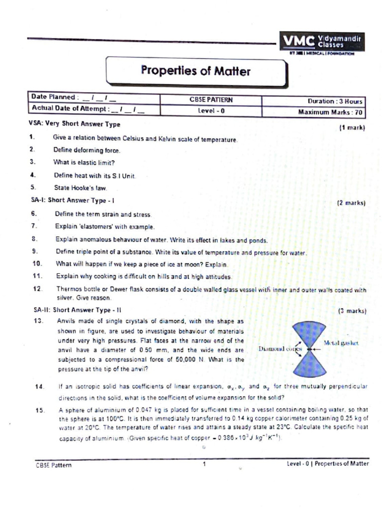 Properties of Matter-ASSIGNMENT | PDF
