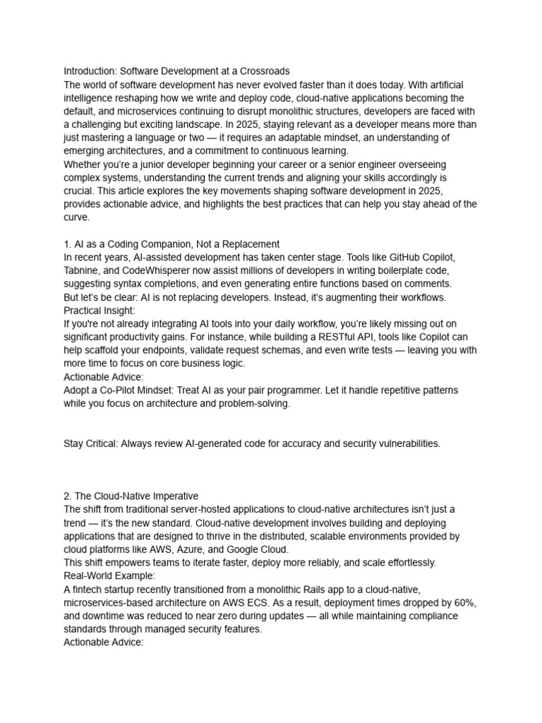 Introduction - Software Development at A Crossroads | PDF | Software Development | Artificial ...