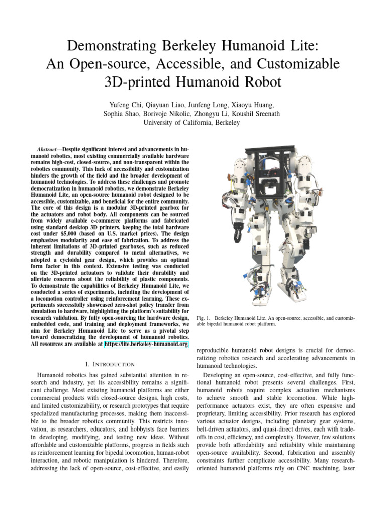 Demonstrating Berkeley Humanoid Lite | PDF | 3 D Printing | Power (Physics)