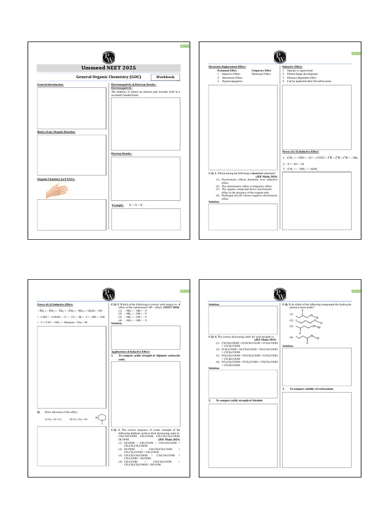 General Organic Chemistry GOC Workbook + Practice Problems 1 | PDF ...