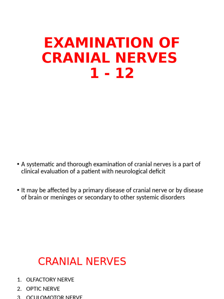Examination of Cranial Nerve 1 - 12-1 | PDF | Visual Acuity | Human Anatomy