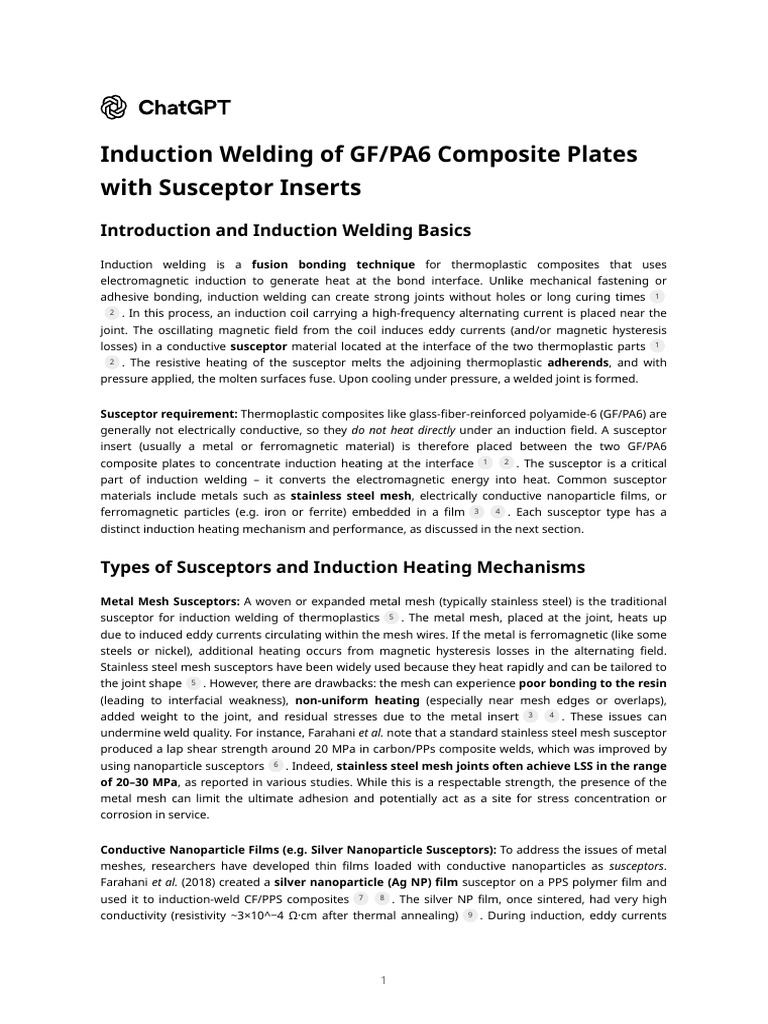 Induction Welding of GF - PA6 Composite Plates With Susceptor Inserts ...