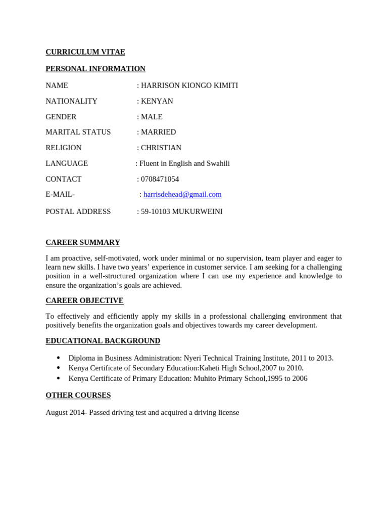 Harrison Kimiti-Updated Resume | PDF | Kenya
