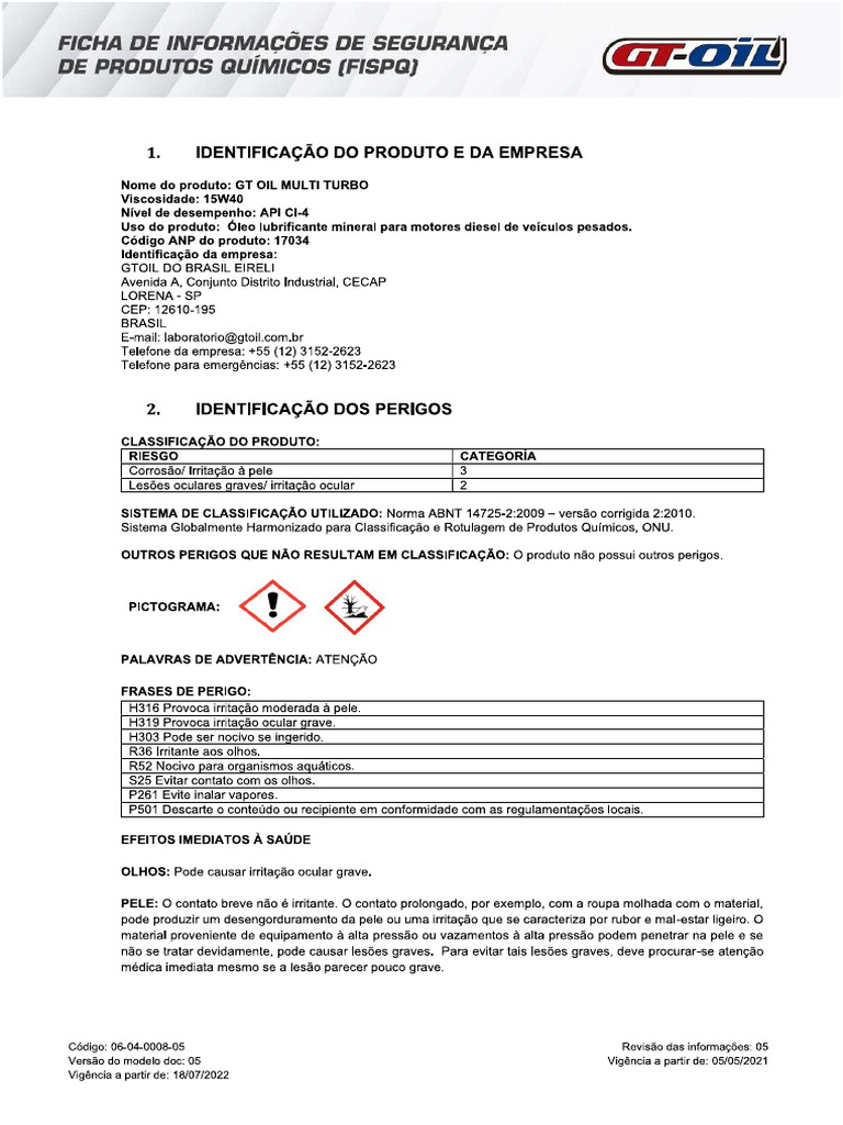 Fispq - Oleo 15W-40 | PDF