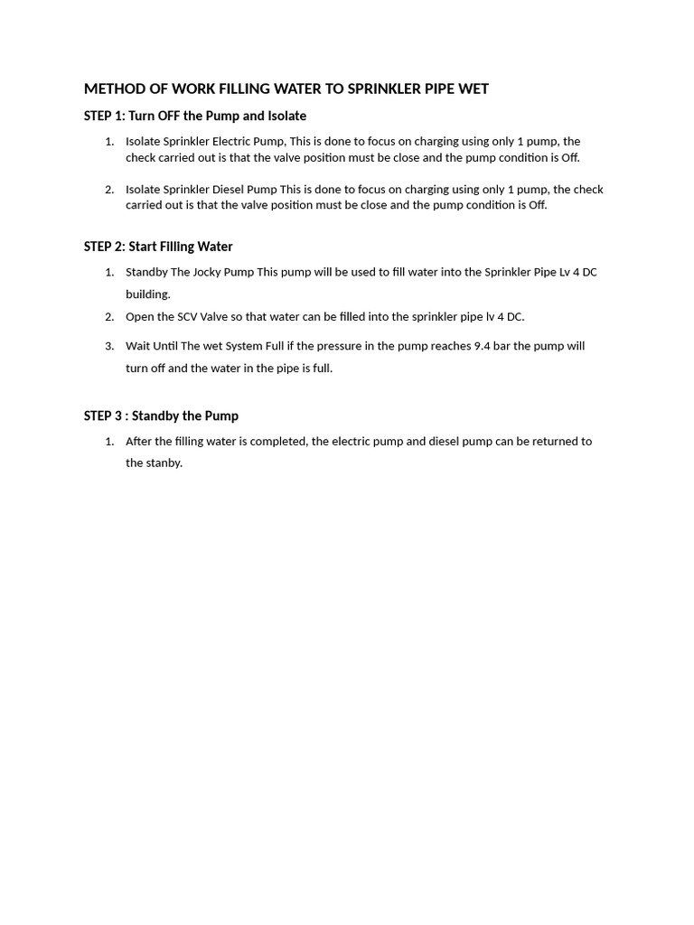 Method of Work Filling Water | PDF