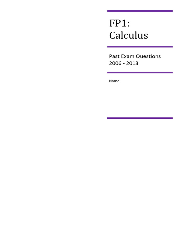 Calculus Past Exam Questions 2006-2013 | PDF