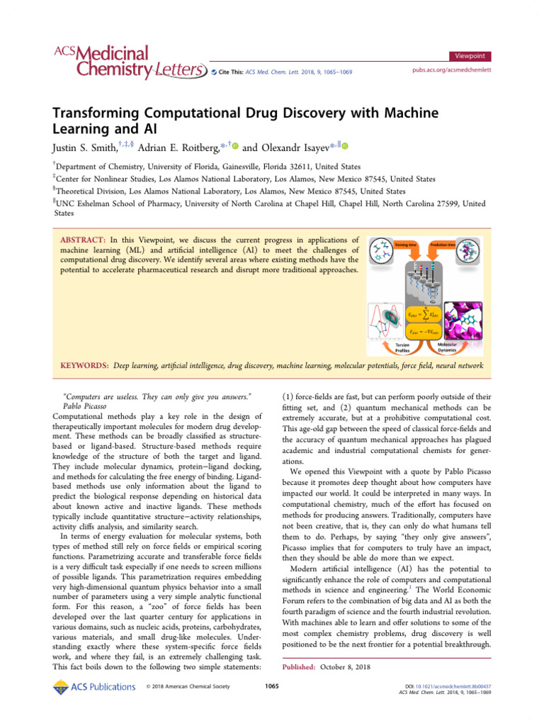 Smith Et Al 2018 Transforming Computational Drug Discovery With Machine ...