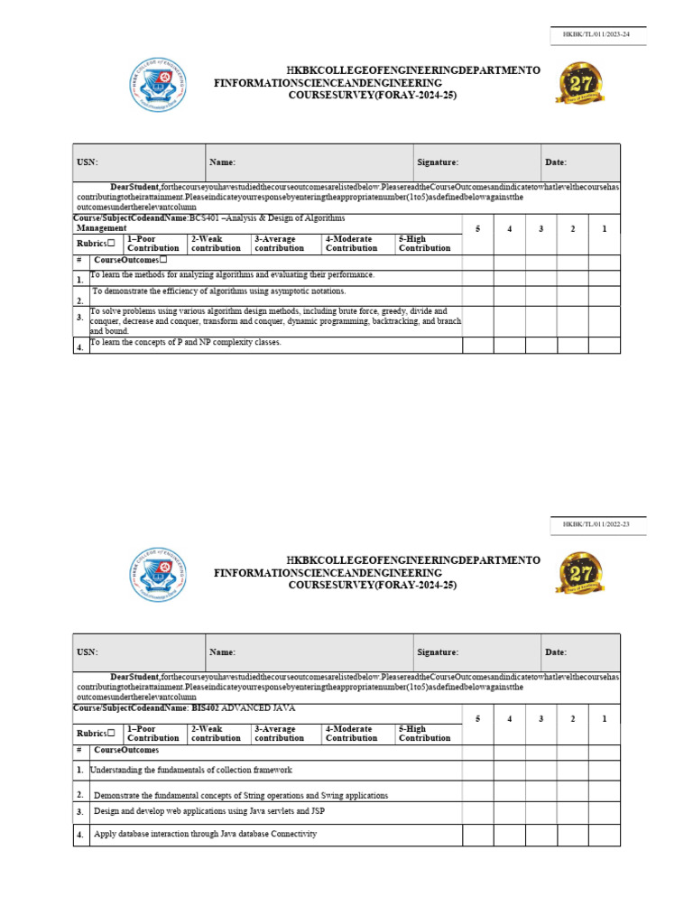 4B Sec - Course Exit Survey AY 2024-25 | PDF | Databases | Java ...