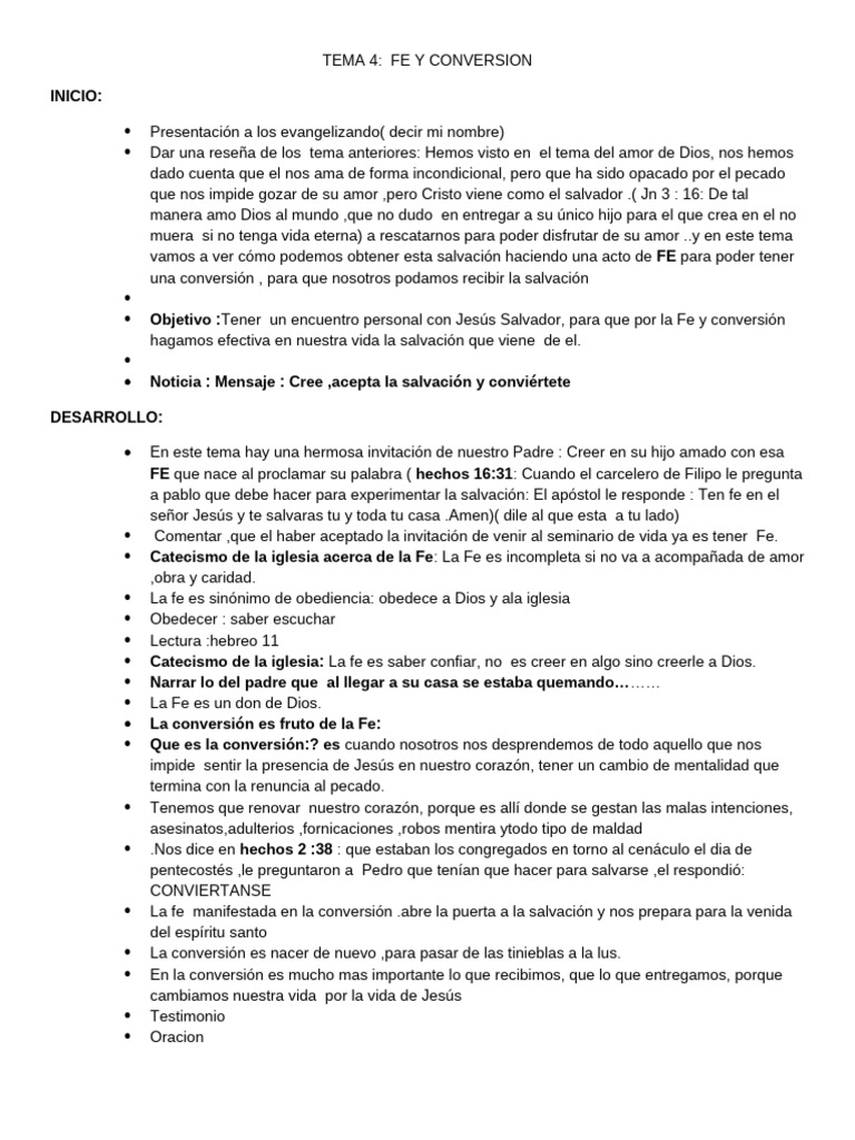Tema 4. Fe y Conversion | PDF | Salvación | Cristo (título)