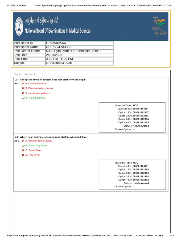 GPAT 2025 Answer Key Insights | PDF | Conformational Isomerism | Chemistry