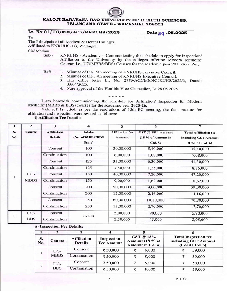 Ug Mbbs Bds Schedule 2025 26 | PDF | Medicine | Health Care