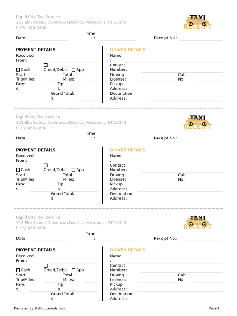 Taxi Receipt Template 10-07-86ep8mzve | PDF