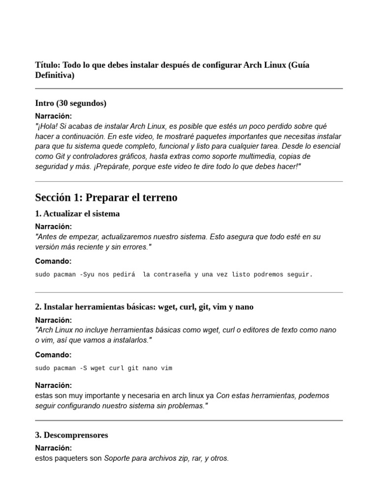 Guía para Arch Linux | PDF | Linux | Hardware de la computadora