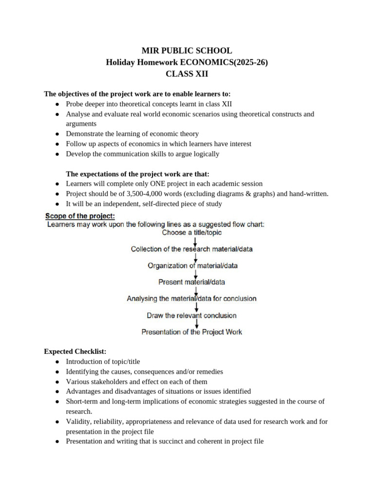 Holiday Homework XII Economics | PDF | Economics | Economies