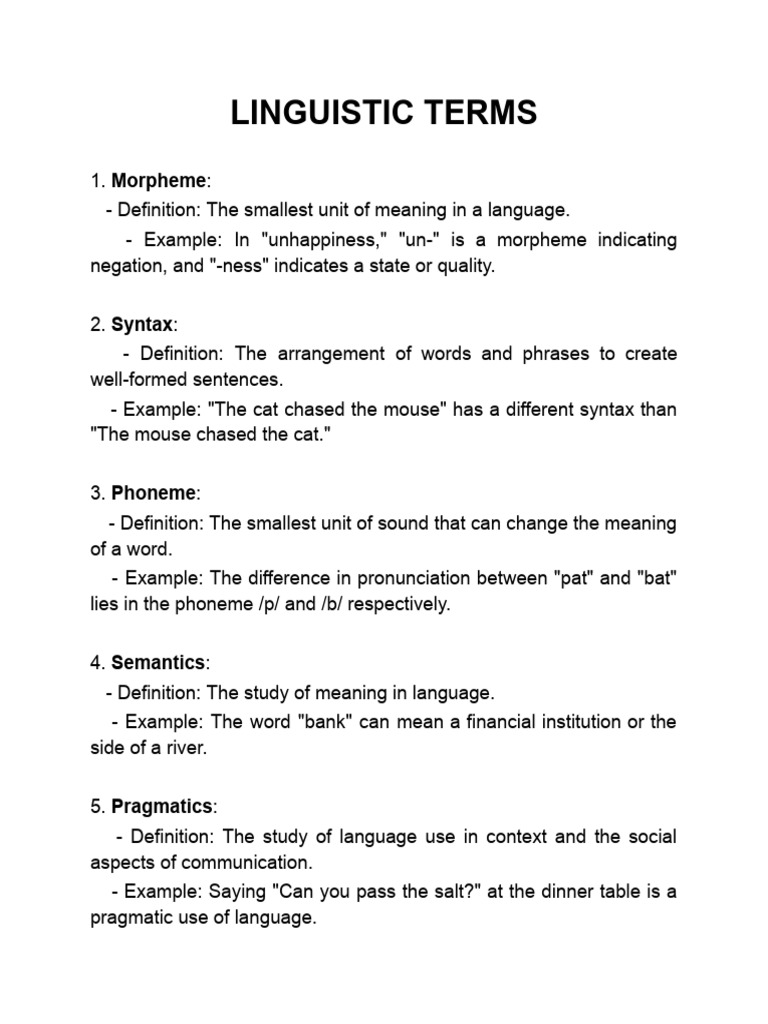 Linguistics-Important Terms | PDF | Word | English Language