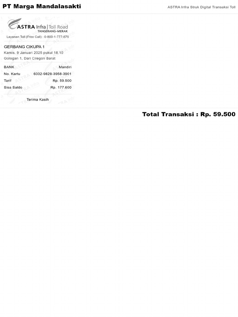 ASTRA Infra Struk Digital Transaksi Toll - 202519193248 | PDF