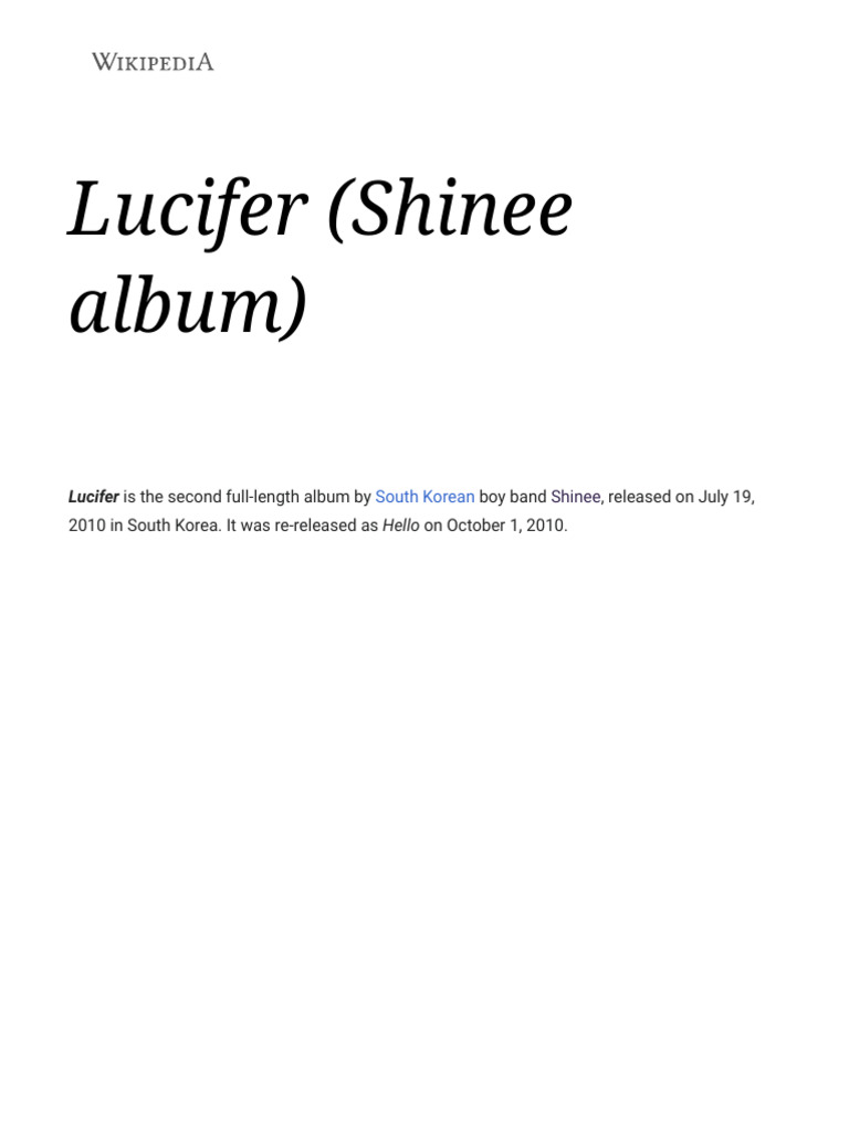Lucifer (Shinee Album) - Wikipedia | PDF | Pop Music | Recorded Music