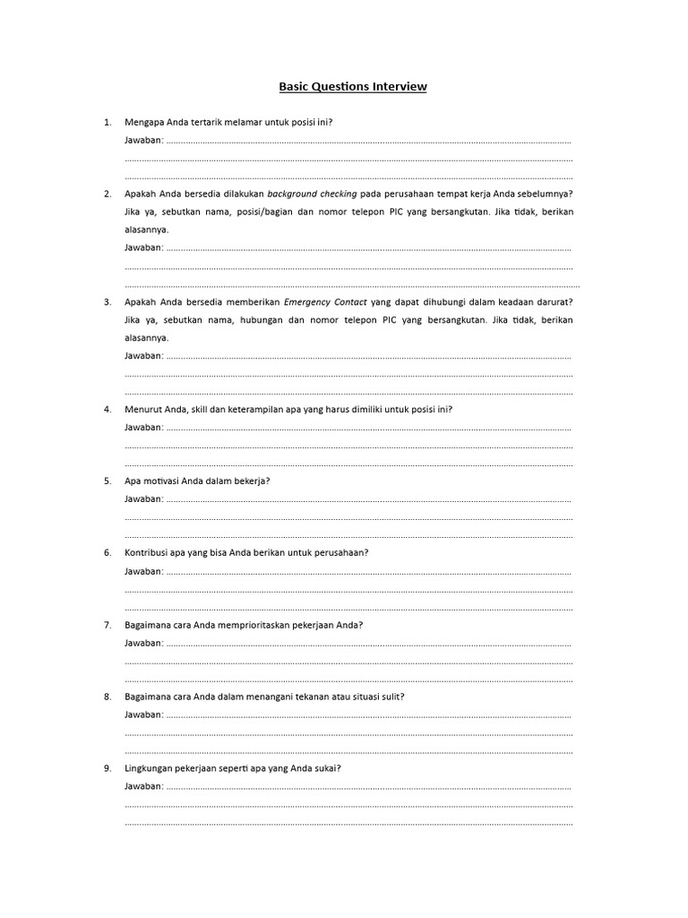 Basic Question Interview | PDF