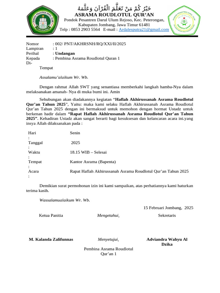 Undangan Rapat Walisantri | PDF