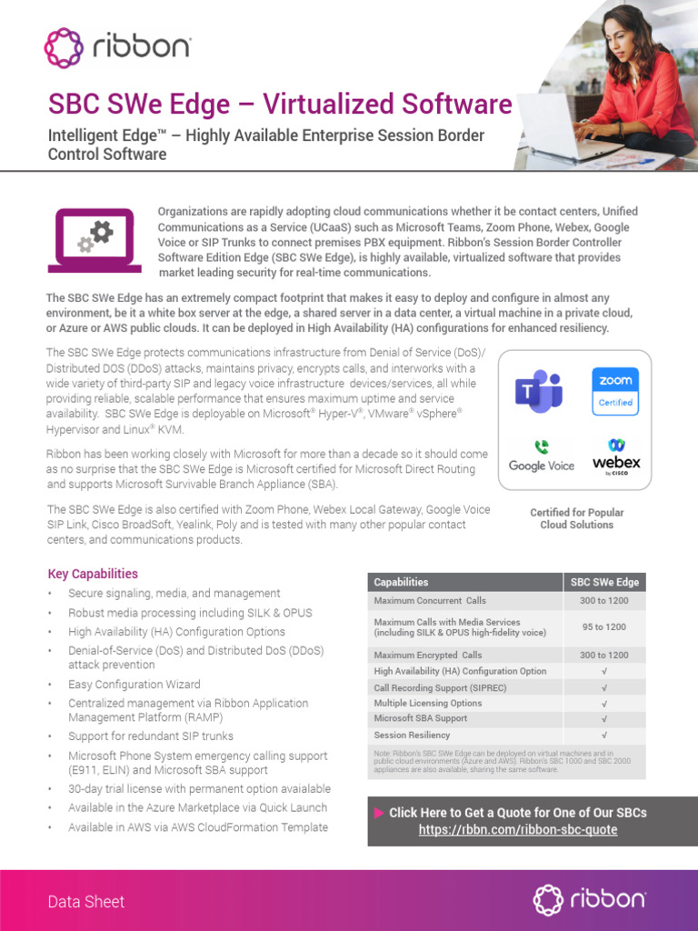DS SBC SWe Edge - Virtualized Software | PDF | Session Initiation Protocol | Denial Of Service ...