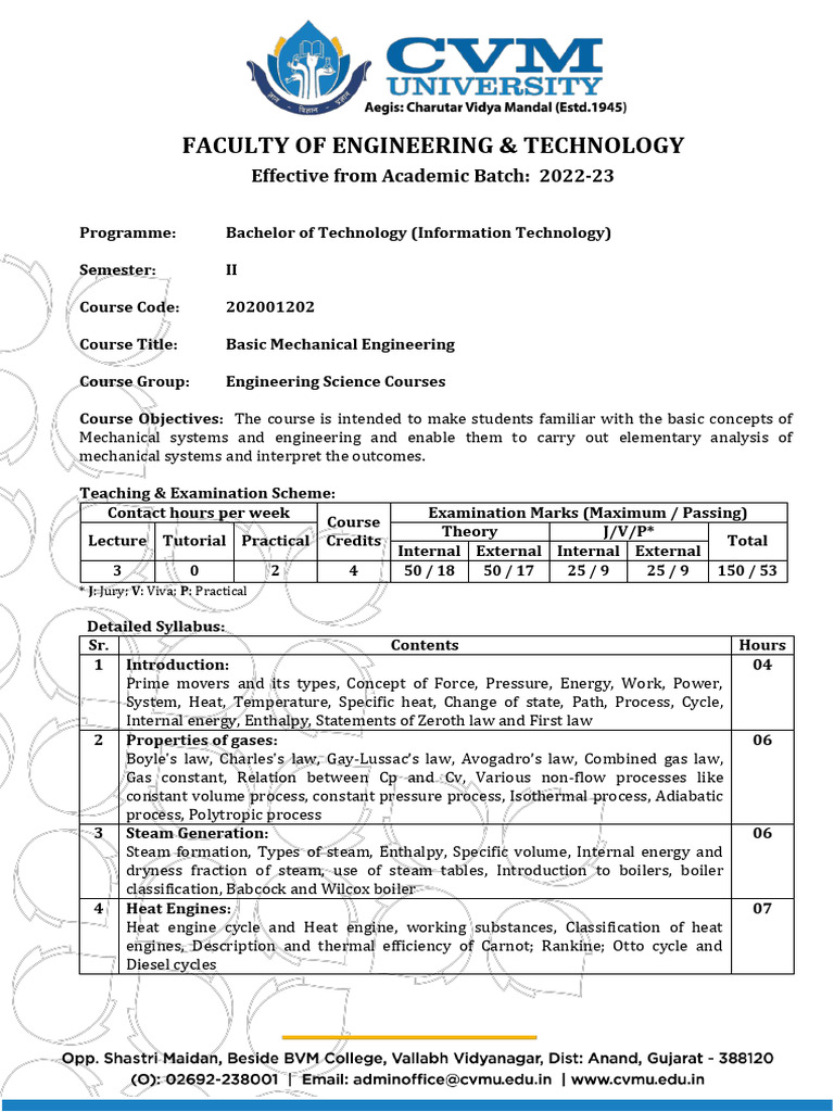 Basic Mechanical Engineering | PDF | Heat | Engines