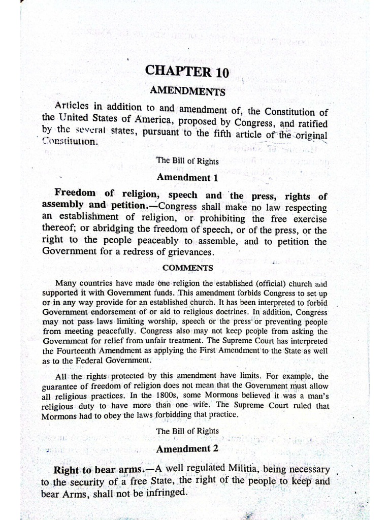 USA Constitutional Law Amendments 1-18 | PDF