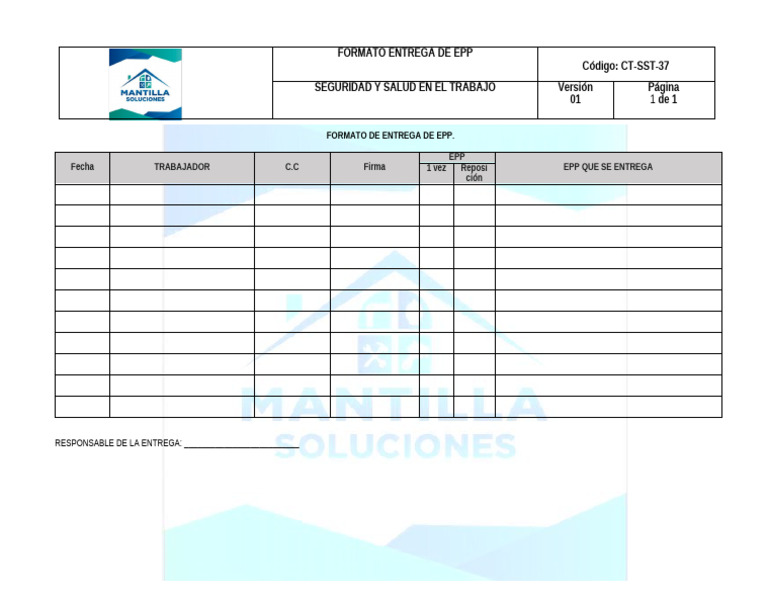 Ct-sst-37. Formato de Entrega de Epp | PDF