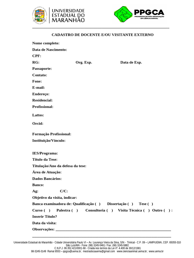 Formulario 10 Professor Externo | PDF