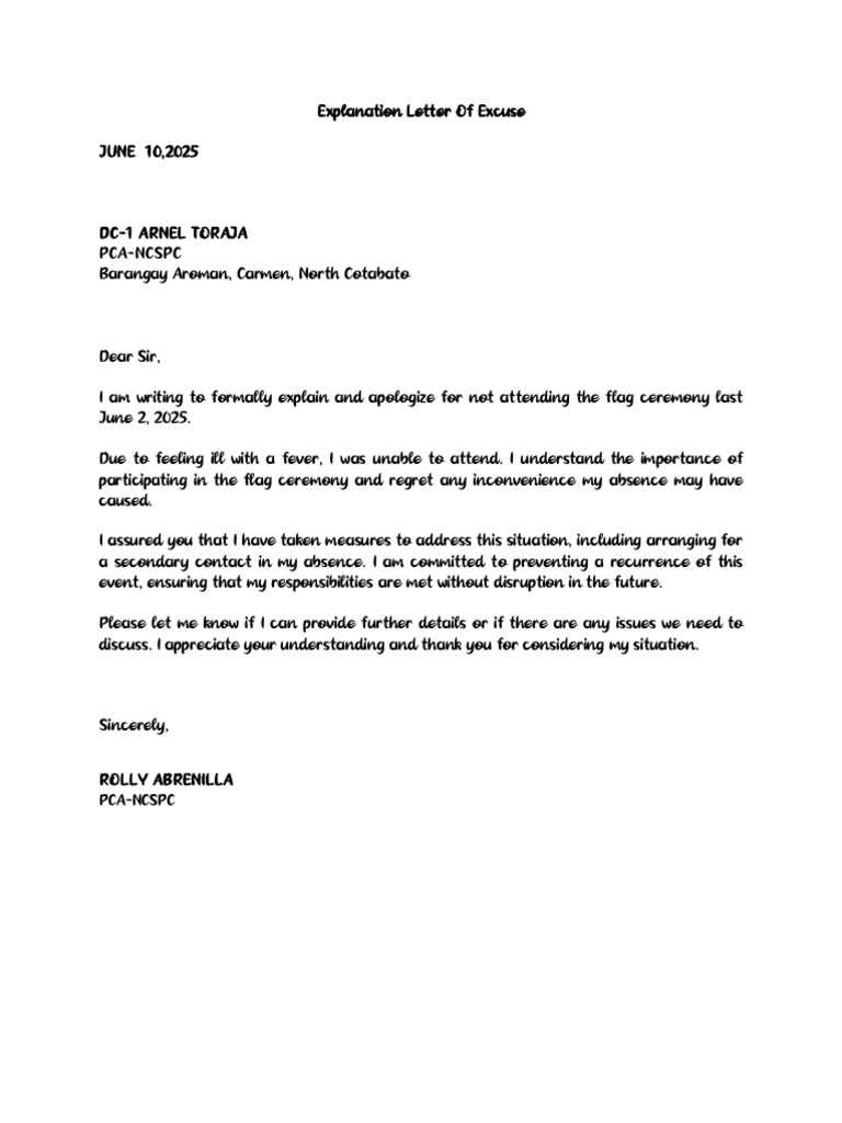Apology for Missing Flag Ceremony | PDF