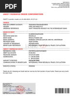 MT103 SWIFT Payment Sample Document | PDF