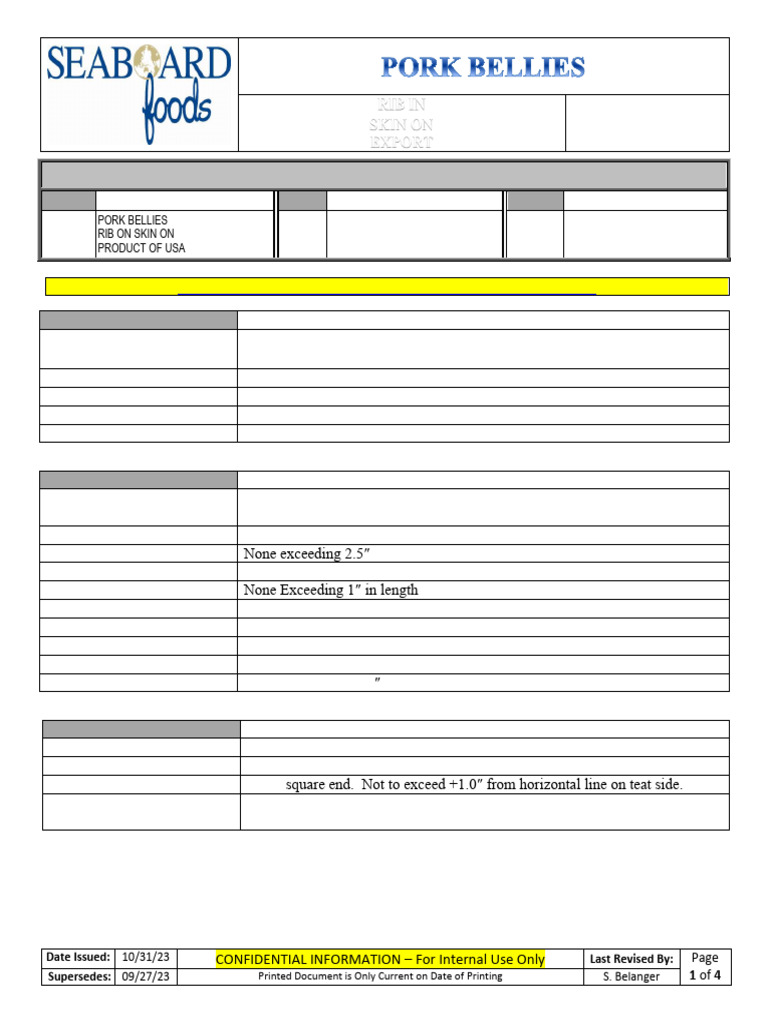 Belly Export Skin On Rib in | PDF | Warehouse | Pallet